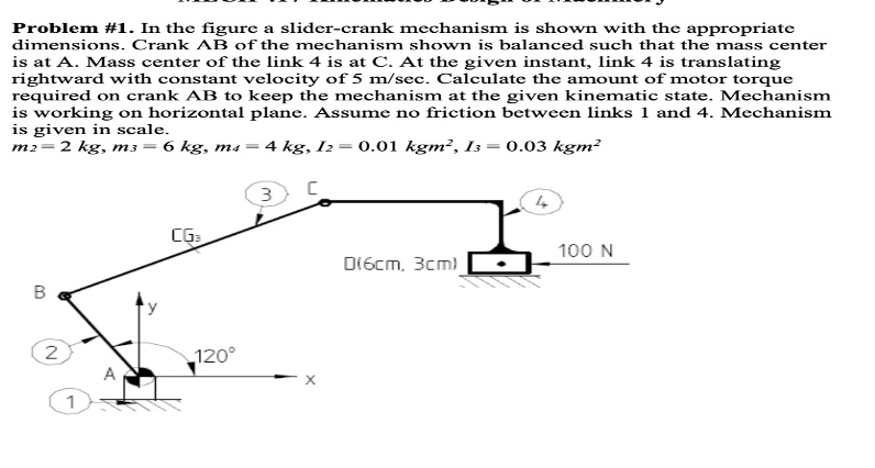 SOLVED: Kinematics Design of Machinery Problem #1: In the figure, a ...