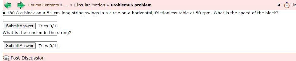 SOLVED: A 180.8 g block on a 54-cm-long string swings in a circle on a ...