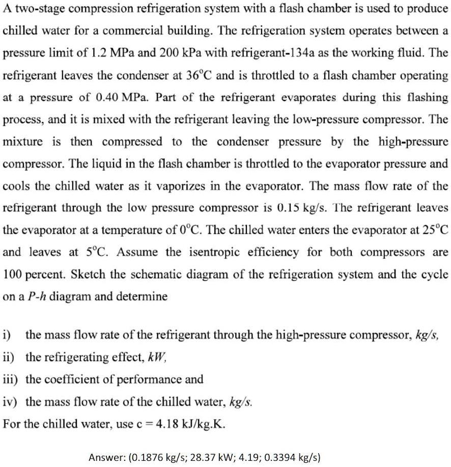 SOLVED: A two-stage compression refrigeration system with a flash ...