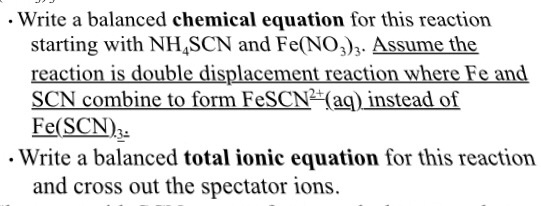 Write a balanced chemical equation for this reaction starting with ...
