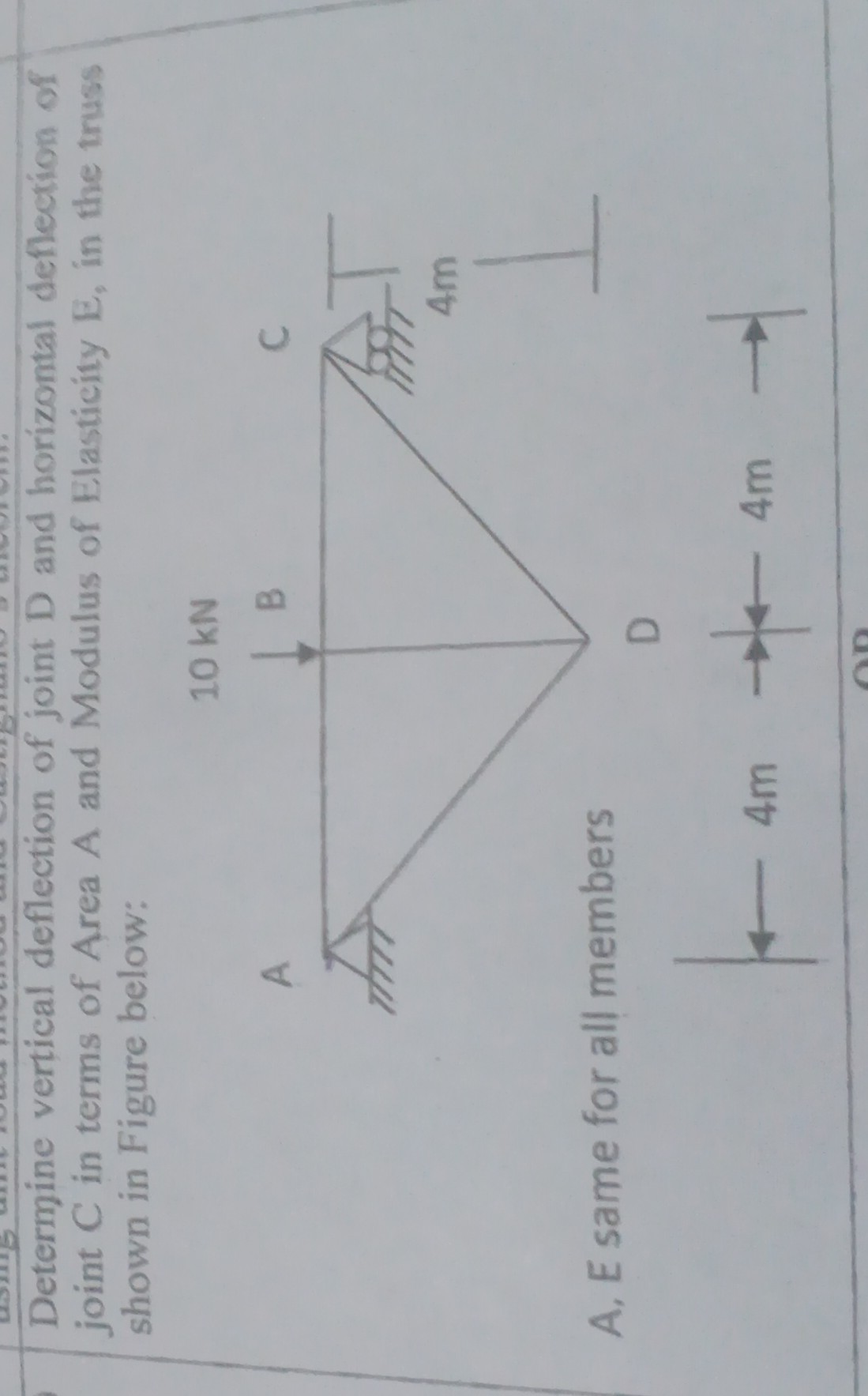 Determine Vertical Deflection Of Joint D And Horizontal Deflection Of Joint C In Terms Of Area A