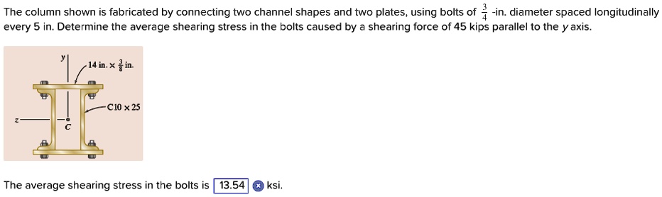 SOLVED: The column shown is fabricated by connecting two channel shapes ...