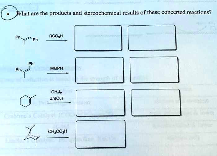 SOLVED: What are the products and stereochemical results of these ...