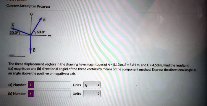 SOLVED: Current Attempt in Progress 20.04 60.08 The three displacement vectors In the drawing ...