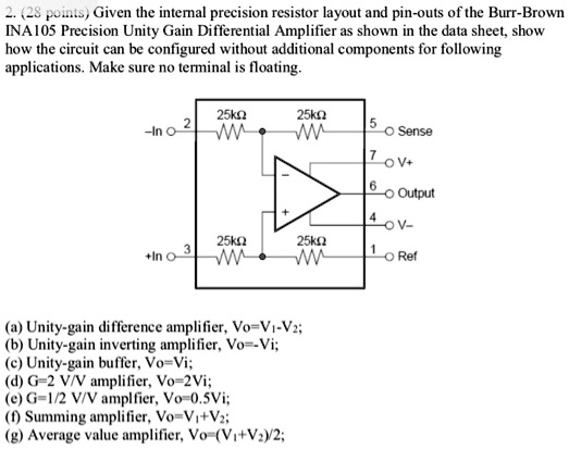 SOLVED: Given the internal precision resistor layout and pin-outs of ...