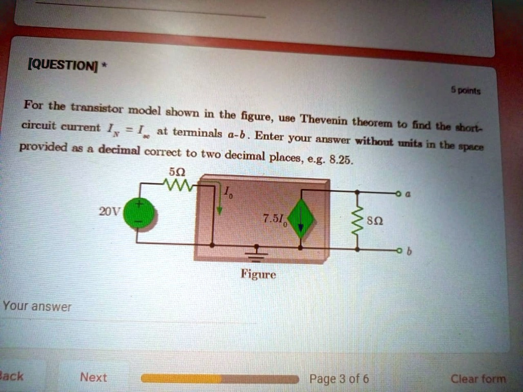 For the transistor model shown in the figure, use Thevenin theorem to ...