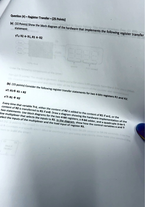 Question (4)-Register Transfer-[25 Points] (a) (10 Points) Show the block diagram of the ...