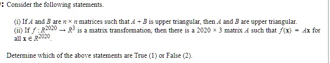 SOLVED: Consider the following statements (1) If 1 and 3 are 7 * n ...