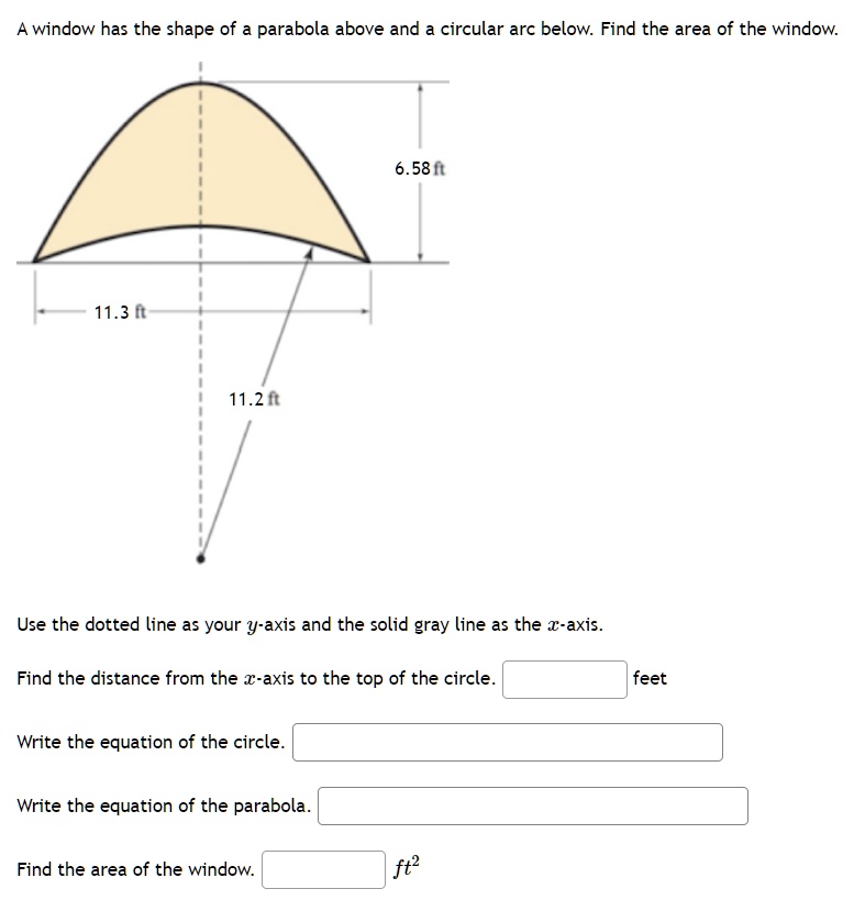 SOLVED: A window has the shape of a parabola above and a circular arc ...