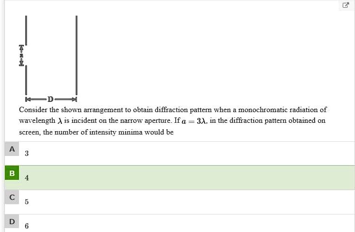 SOLVED: Consider the shown arrangement to obtain diffraction pattern when monochromatic ...