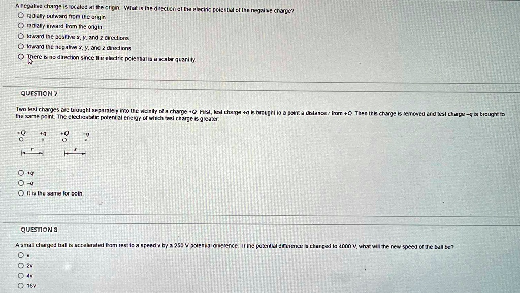 [GET ANSWER] A negative charge is located at the origin. What is the ...