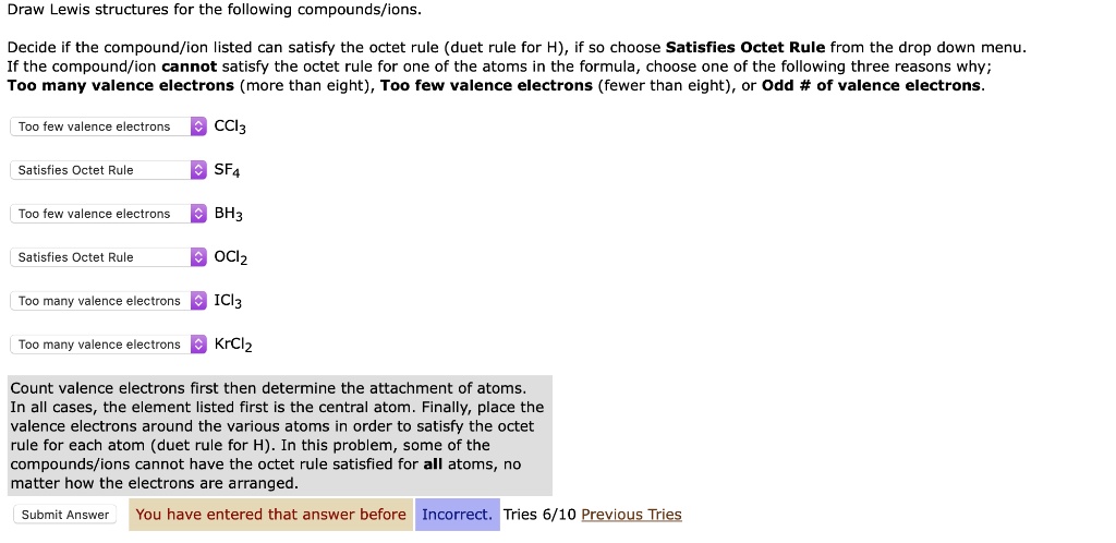 SOLVED: Draw Lewis structures for the following compounds/ions Decide ...