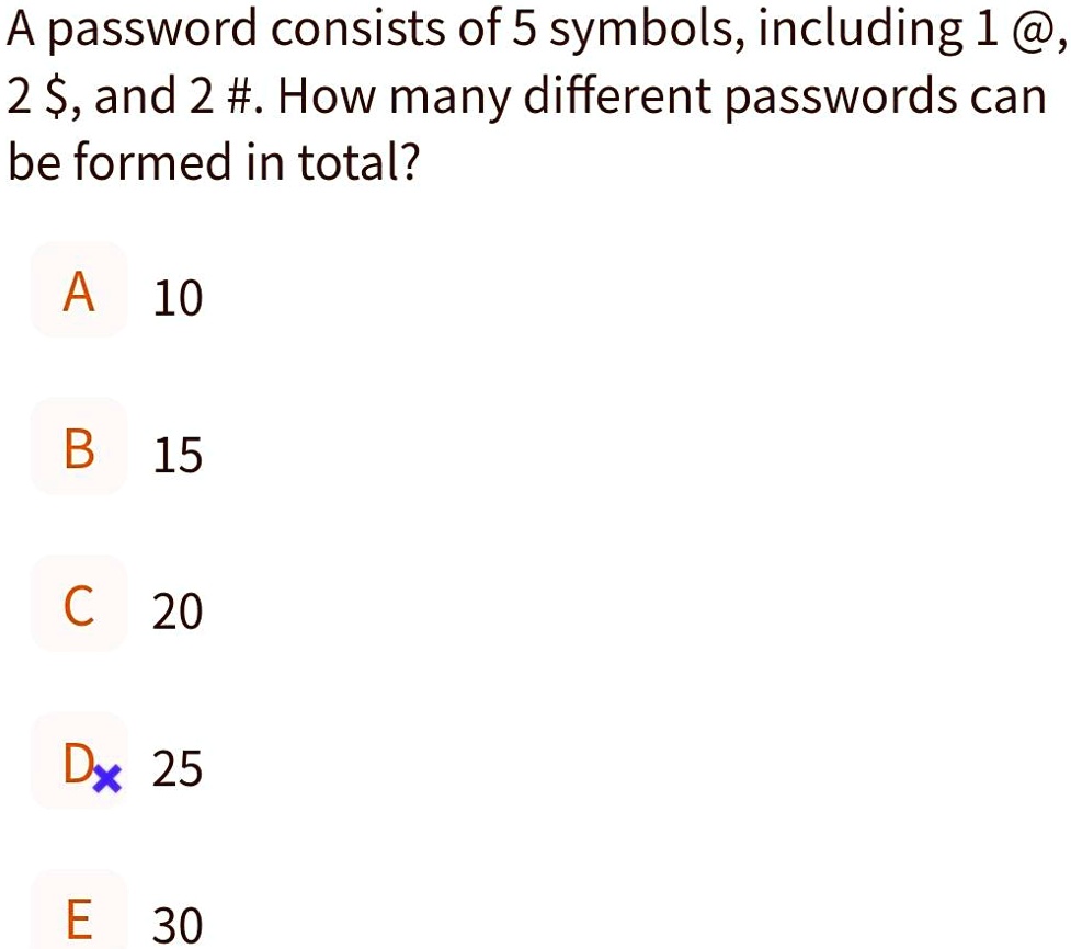 a password consists of 5 symbols including 1 2 and 2 how many different ...