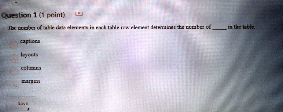 Solved The Number Of Table Data Elements In Each Table Row Element 9819