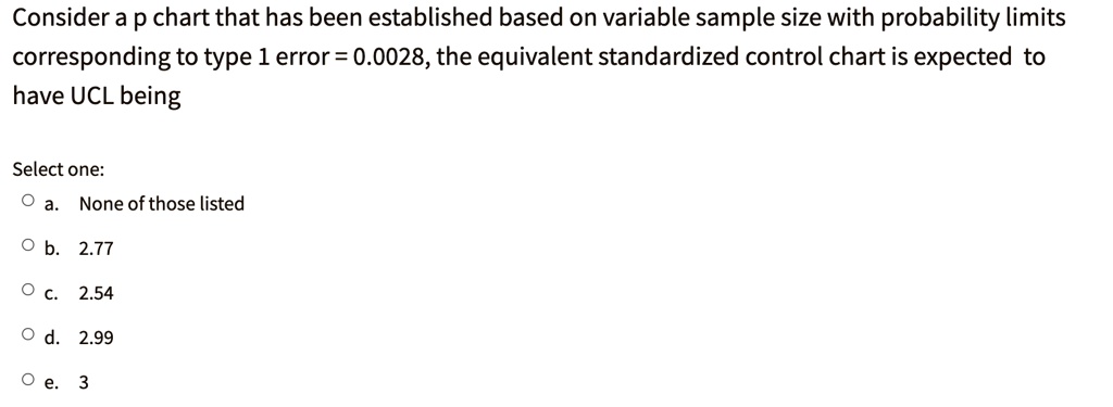 SOLVED: Consider a p chart that has been established based on variable ...