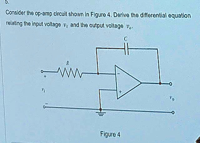 SOLVED: Consider the op-amp circuit shown in Figure 4. Derive the differential equation relating ...