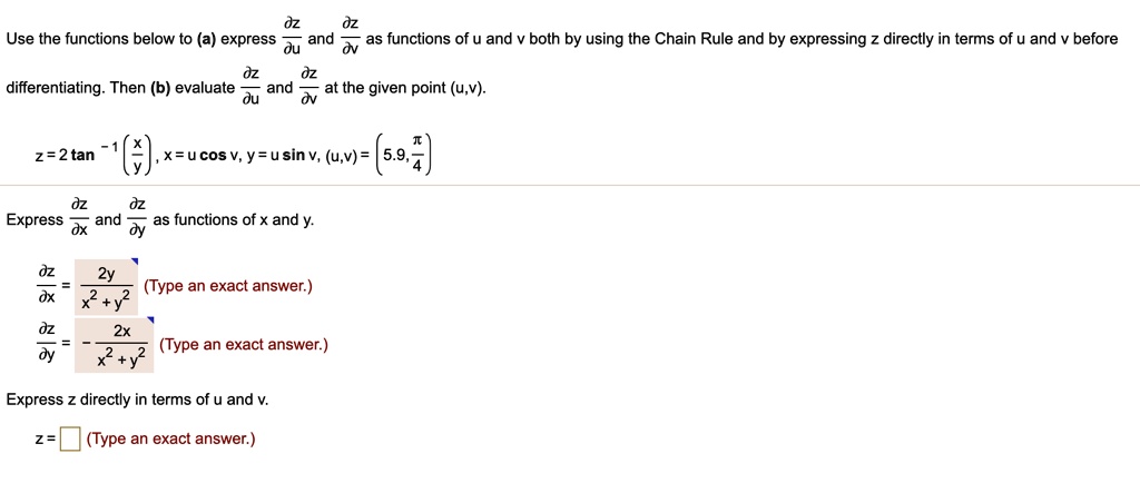 SOLVED: Use the functions below to (a) express and as functions of U ...