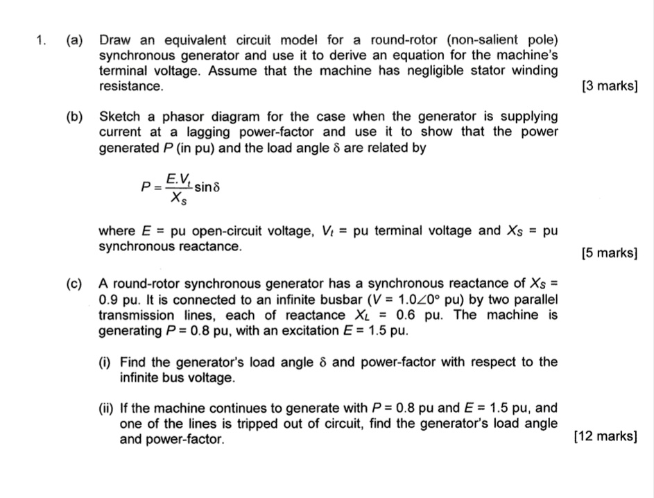 SOLVED: (a) Draw an equivalent circuit model for a round-rotor (non ...