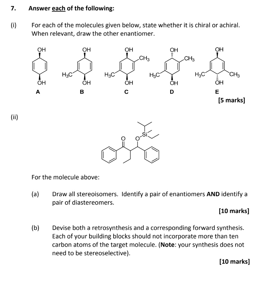 SOLVED: Answer each of the following: For each of the molecules given below, state whether it is ...