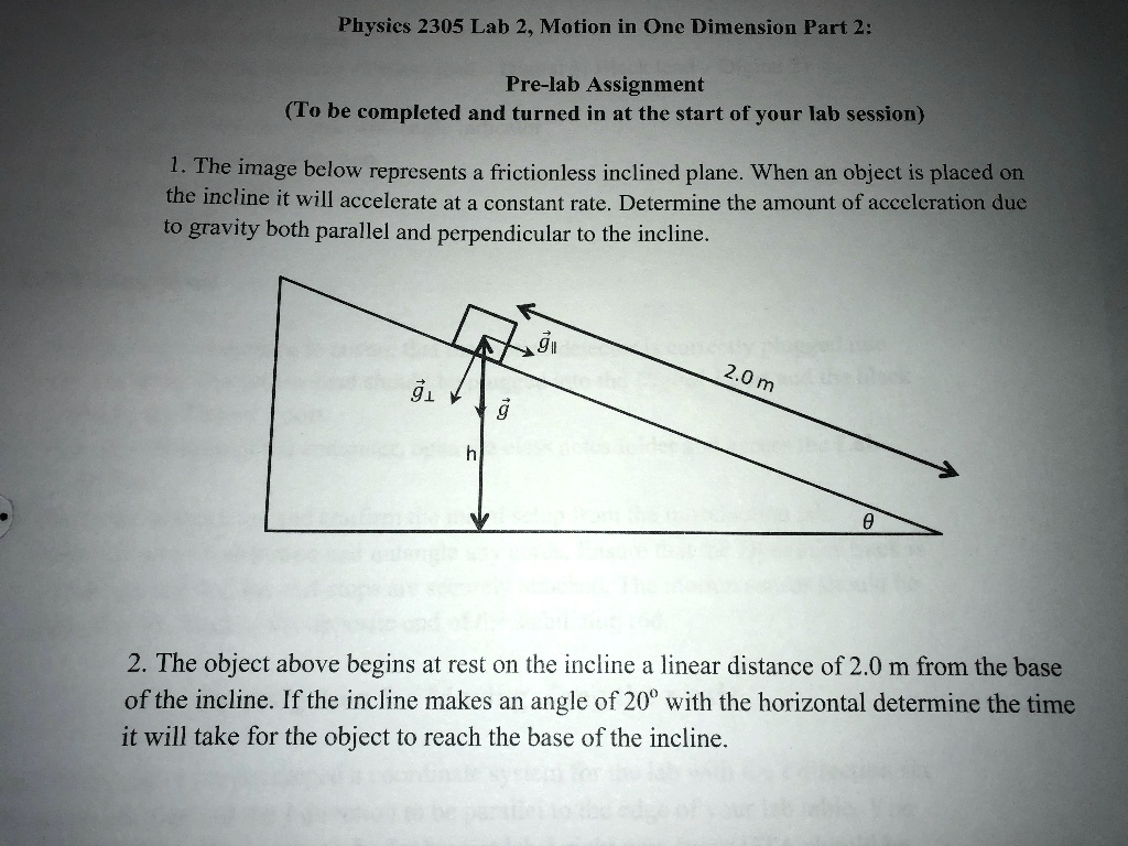 Physics 2305 Lab 2, Motion in One Dimension Part 2: Pre-lab Assignment ...