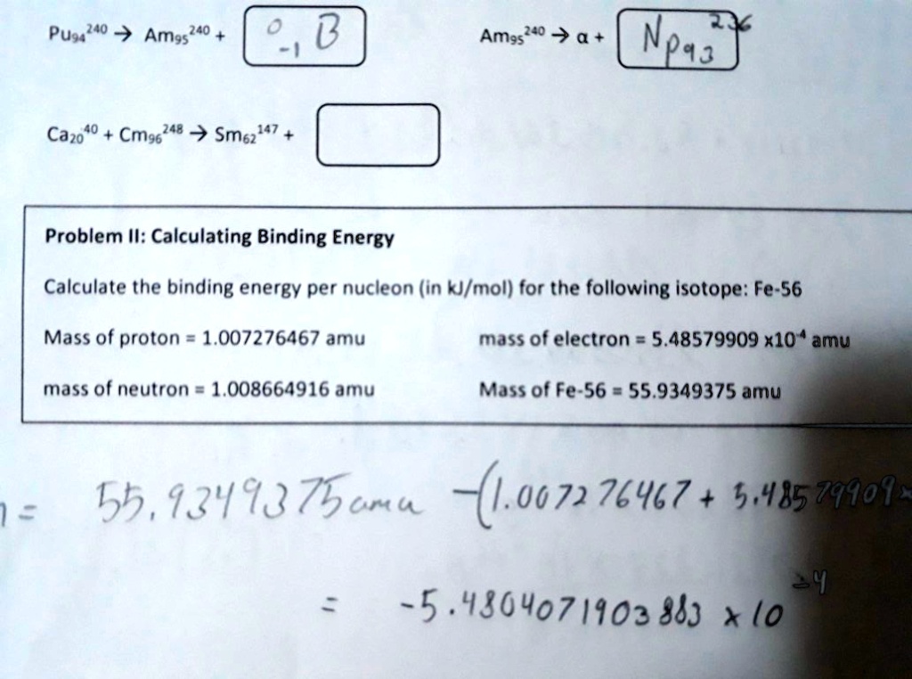 SOLVED:Pu9;240 Amgs240 Amgs 40 7 a + Cazo" 40 + Cm96248 7 Sm6z'47 Problem II: Calculating ...