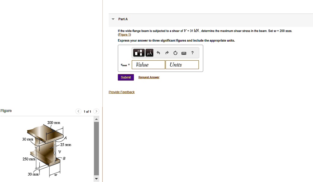 SOLVED: Texts: Part A If the wide-flange beam is subjected to a shear ...