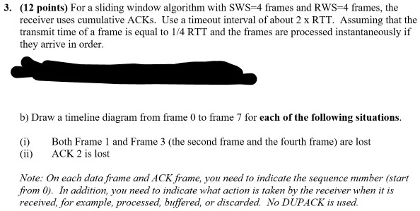 Solved 12 Points For A Sliding Window Algorithm With Sws4 Frames And 7738