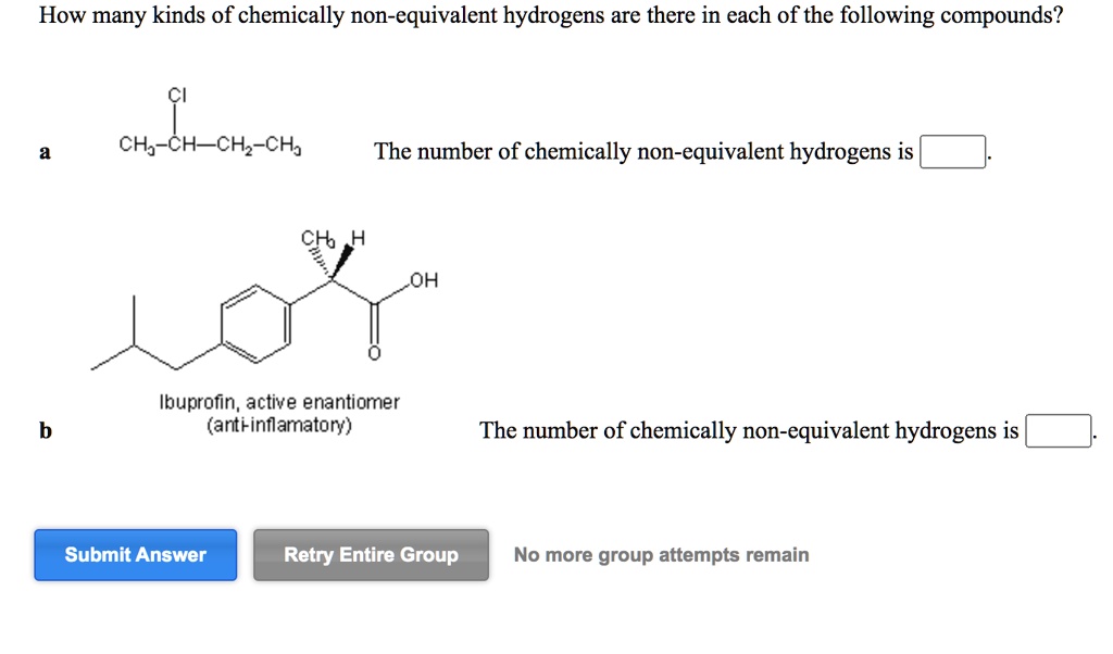 How many kinds of chemically non-equivalent hydrogens are there in each ...