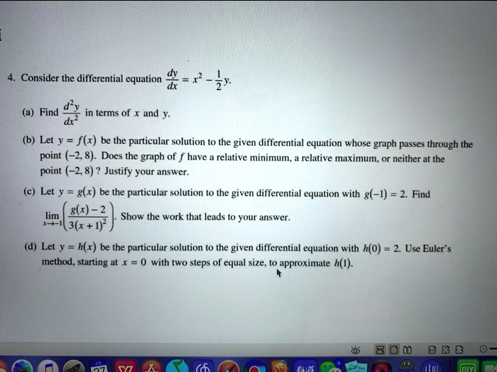 consider the differential equation dr 2 a find in terms of and dx let y ...