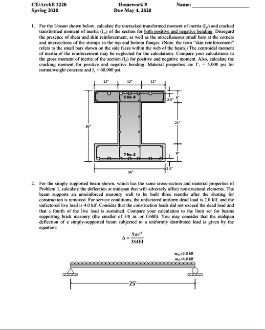 cearche 3220 spring 2020 homeworks due may 42020 name 1 for the i beam ...