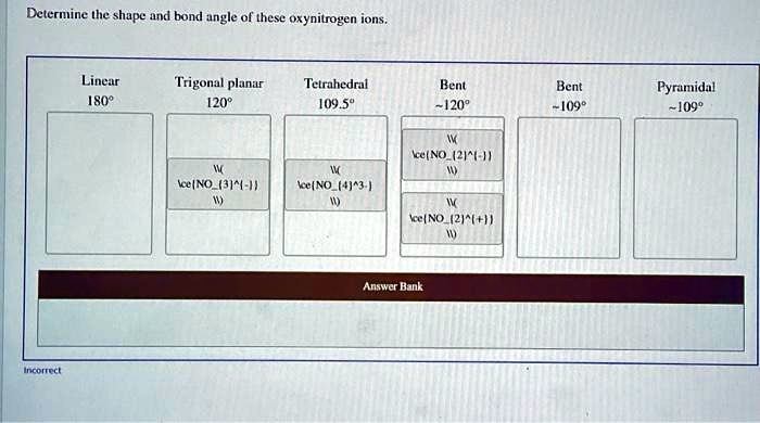 SOLVED: Determine the shape and bond angle of these oxynitrogen ions ...
