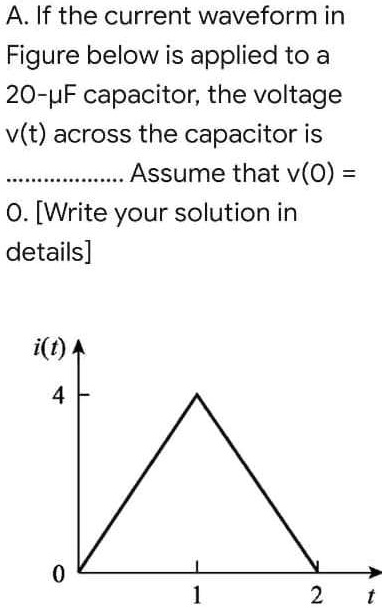 SOLVED: If the current waveform in Figure below is applied to a 20-Î¼F ...