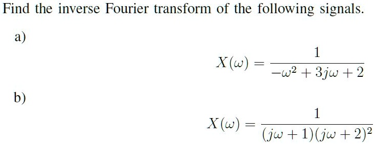 SOLVED: Beginner methods and steps, please. Find the inverse Fourier ...