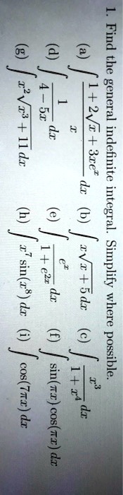 SOLVED: (g) (a) Find 2 the 51 ) / 1+2Vi+. L 1 dx 3 indefinite Ip (h) 2 ...