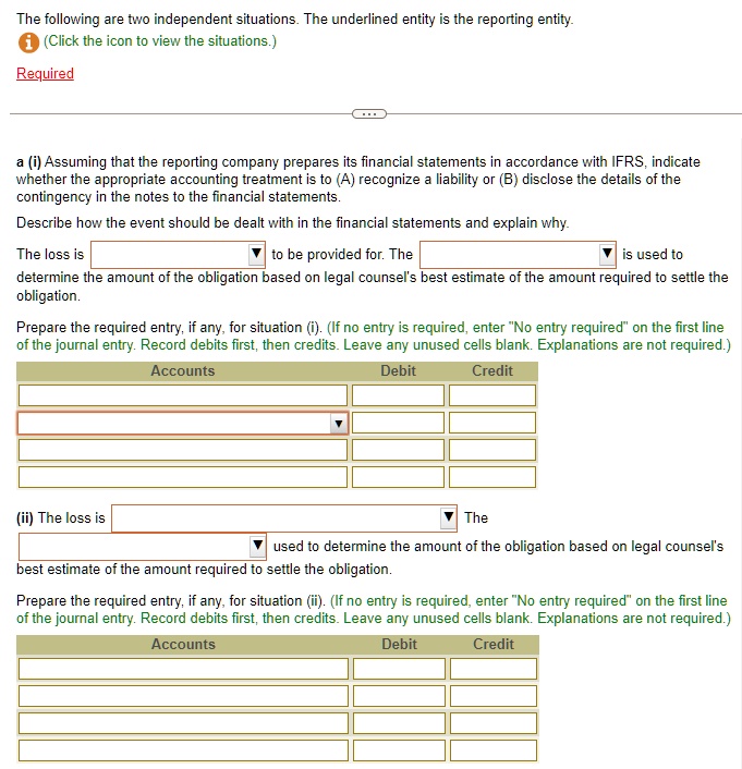 SOLVED: The following are two independent situations. The underlined ...