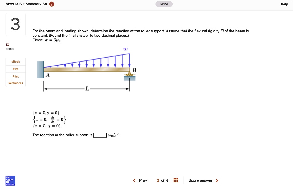 Module 6 Homework 6A 3 For the beam and loading shown, determine the reaction at the roller ...