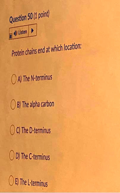 Solved Question 50 L Point Listen Which Location Protein Chains