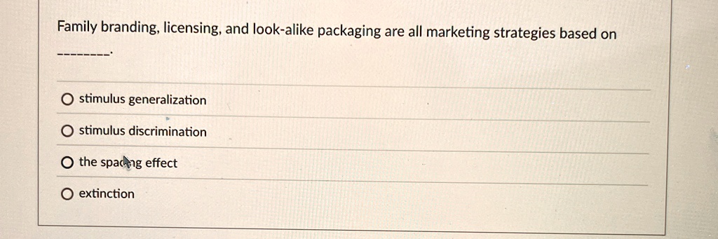 Family branding, licensing, and look-alike packaging are all marketing ...