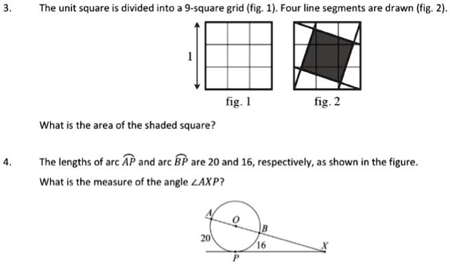 3. The unit square is divided into a 9-square grid (fig. 1). Four line ...