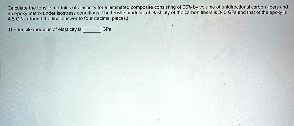 calculate the tensile modulus of elasticity for a laminated composite consisting of 66 by volume ...