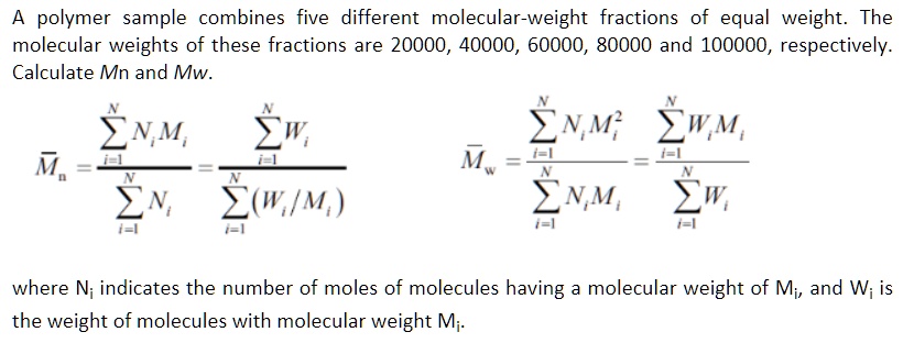 A polymer sample combines five different molecular-weight fractions of ...