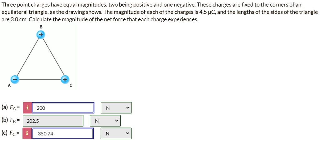 SOLVED: Three point charges have equal magnitudes; two being positive ...
