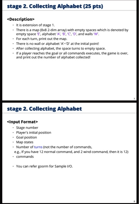 stage 2. Collecting Alphabet (25 pts) • It is extension of stage 1 ...