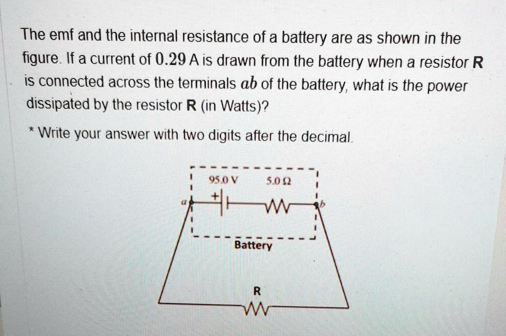 the emf and the internal resistance of a battery are as shown in the ...