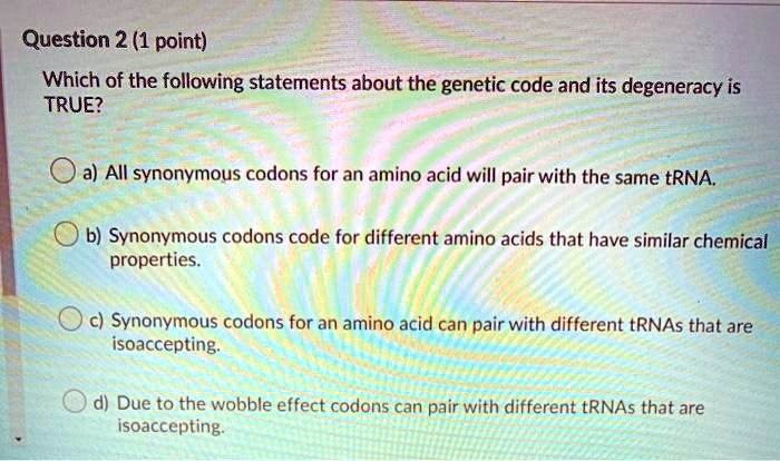 SOLVED: Question 2 (1 point) Which of the following statements about ...