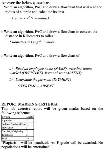 Text: Answer the below questions i. Write an algorithm, PAC, and draw a ...