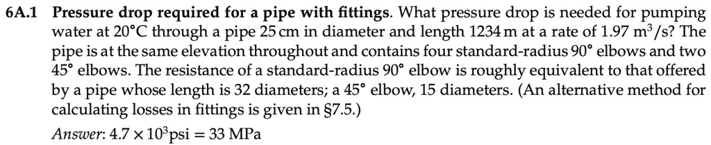 6a1 pressure drop required for a pipe with fittings what pressure drop ...