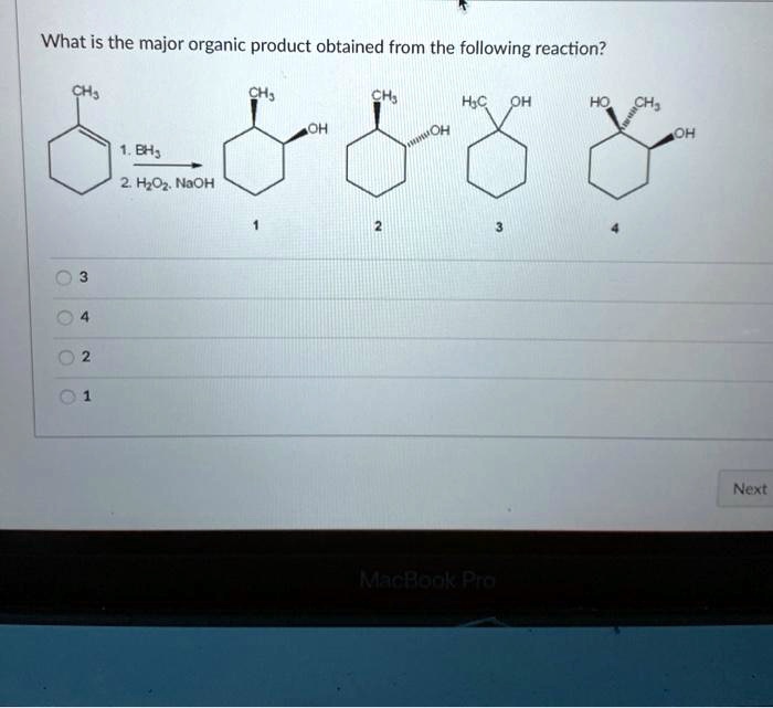 SOLVED: What is the major organic product obtained from the following reaction? CH3 H2C OH HO ...