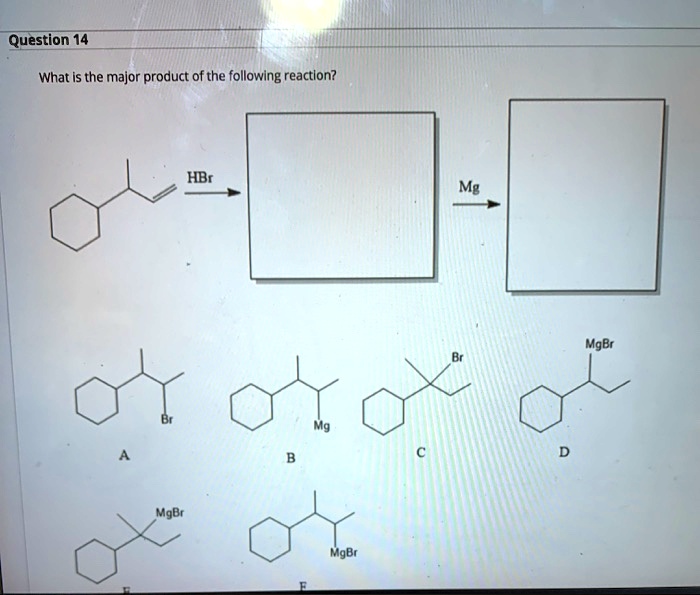 SOLVED: Question 14 What Is the major product of the following reaction? HBr Mg MgBr MgBr MgBr