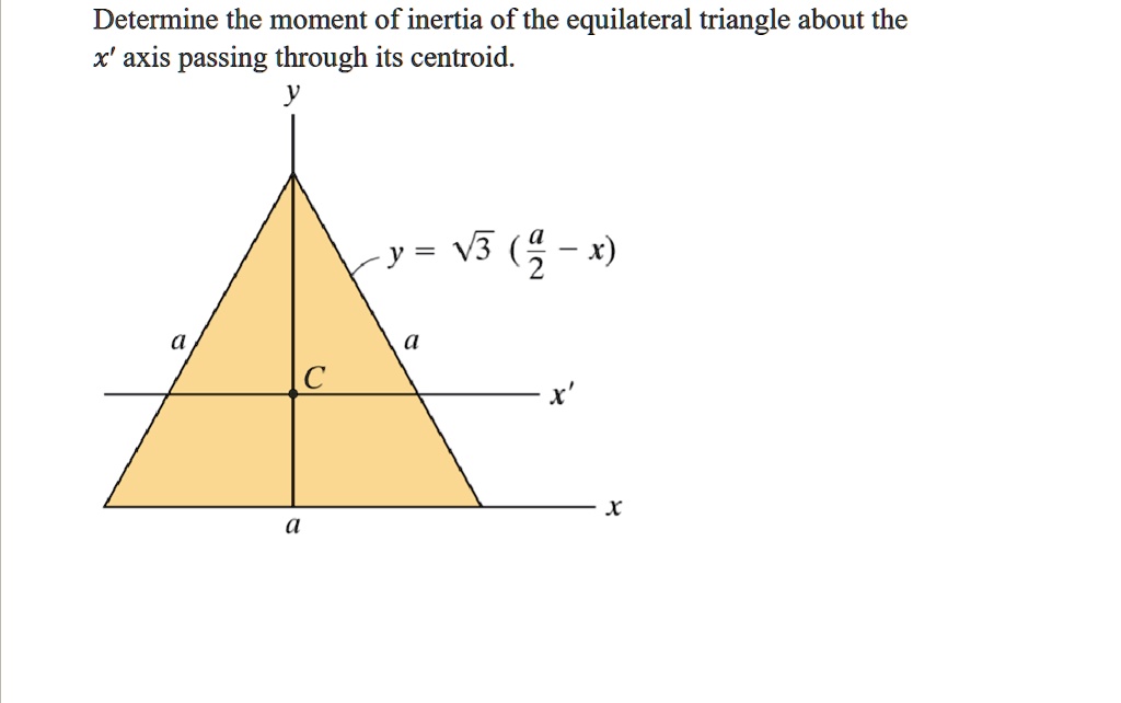 determine the moment of inertia of the equilateral triangle about the x axis passing through its ...
